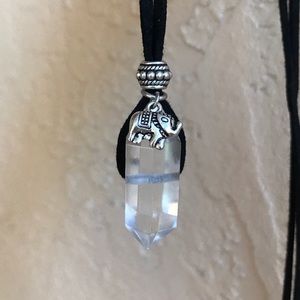 Silverskylight | Jewelry | Double Point Crystal Quartz Black Suede ...